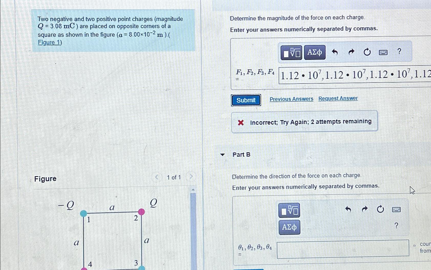 Two negative and two positive point charges | Chegg.com