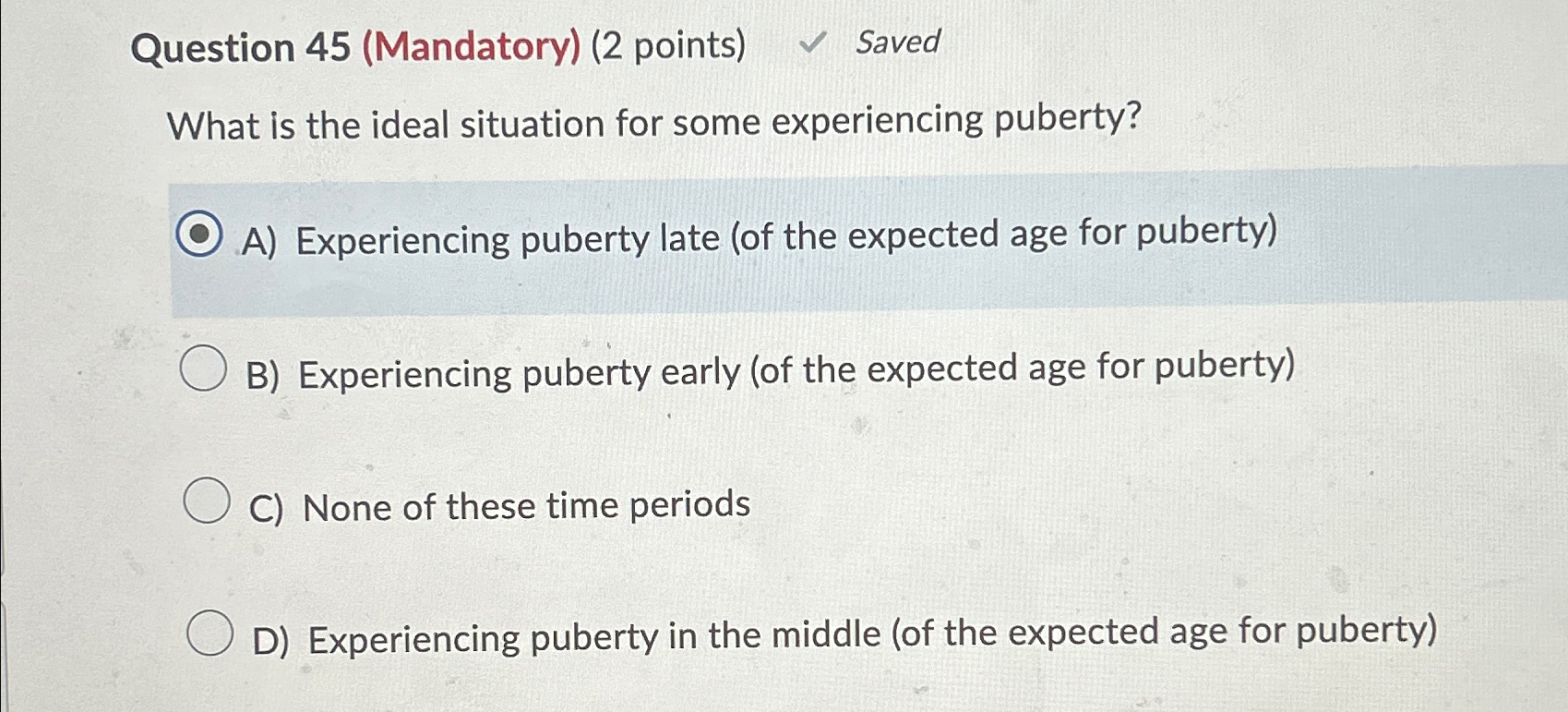 Solved Question 45 (Mandatory) (2 points) SavedWhat is | Chegg.com Solved Question 45 (Mandatory) (2 points) SavedWhat is | Chegg.com