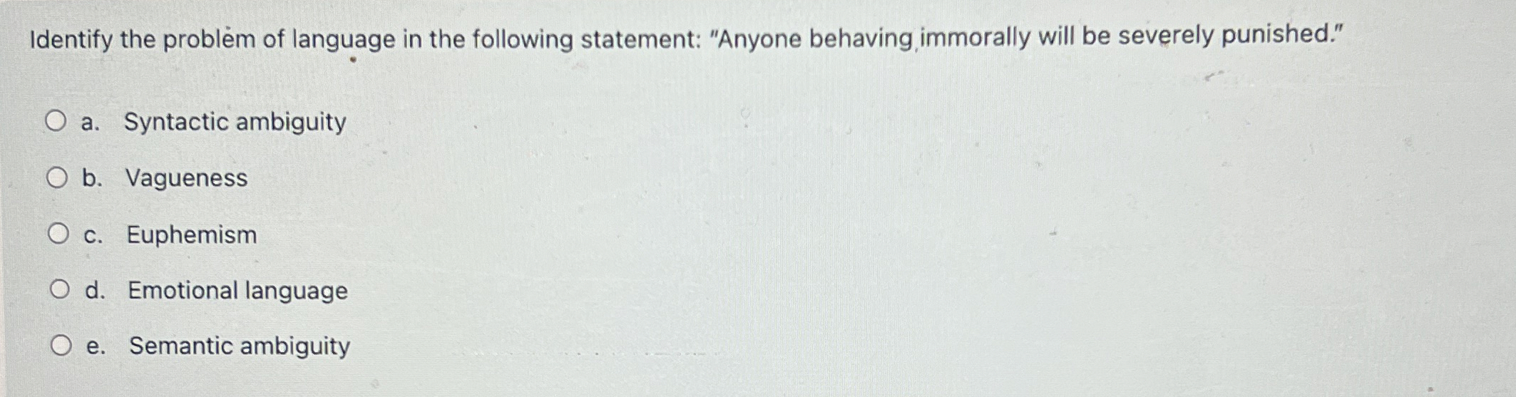 Solved Identify the problem of language in the following | Chegg.com