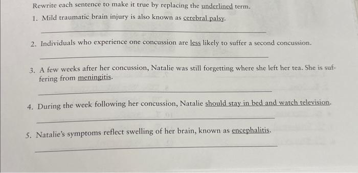 Solved Rewrite each sentence to make it true by replacing | Chegg.com