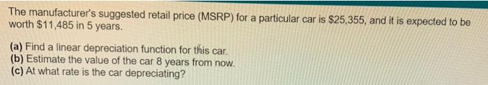Solved The manufacturer's suggested retail price (MSRP) for | Chegg.com