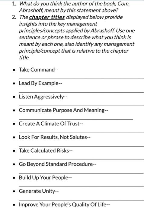 Solved 1. What do you think the author of the book, Com. | Chegg.com