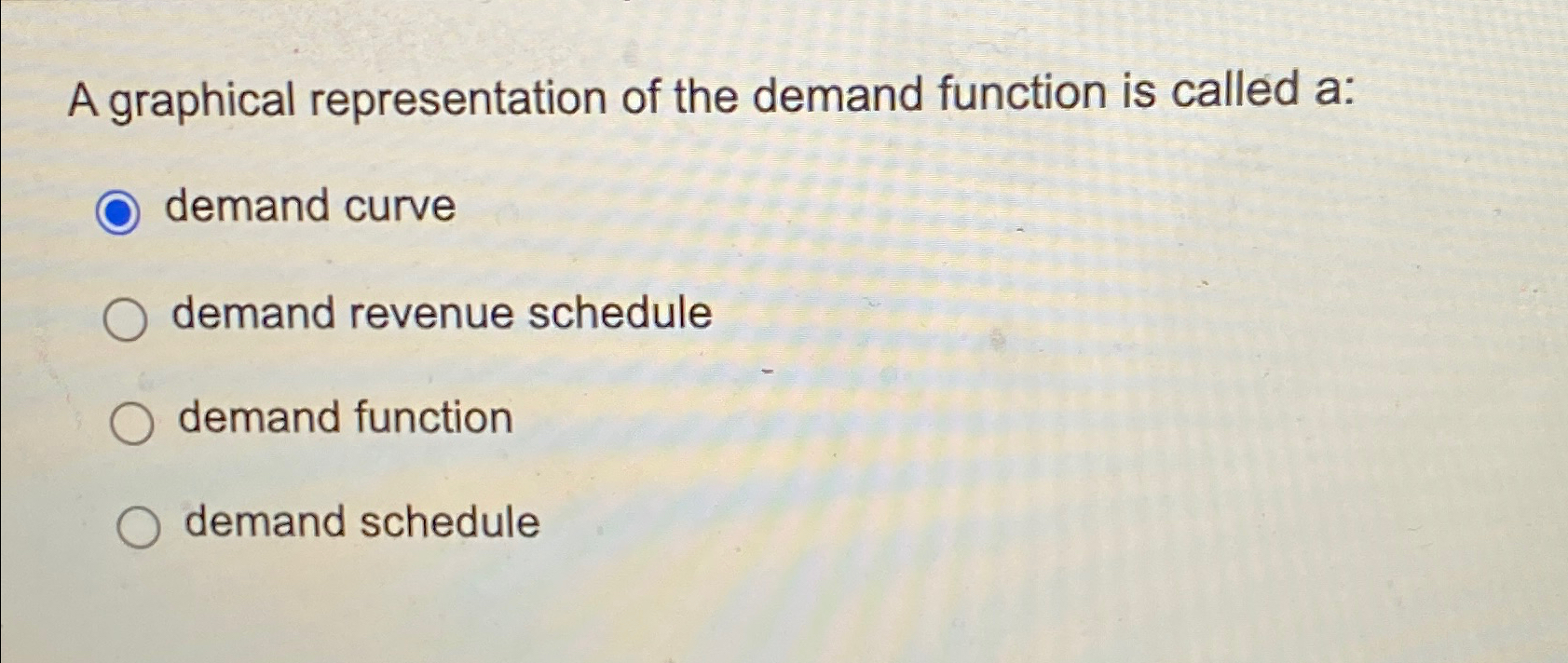 Solved A graphical representation of the demand function is | Chegg.com