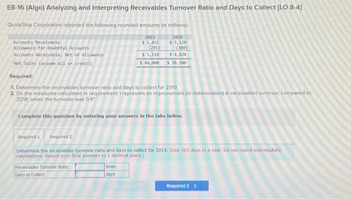 Solved E8-6 (Algo) Computing Bad Debt Expense Using Aging of | Chegg.com