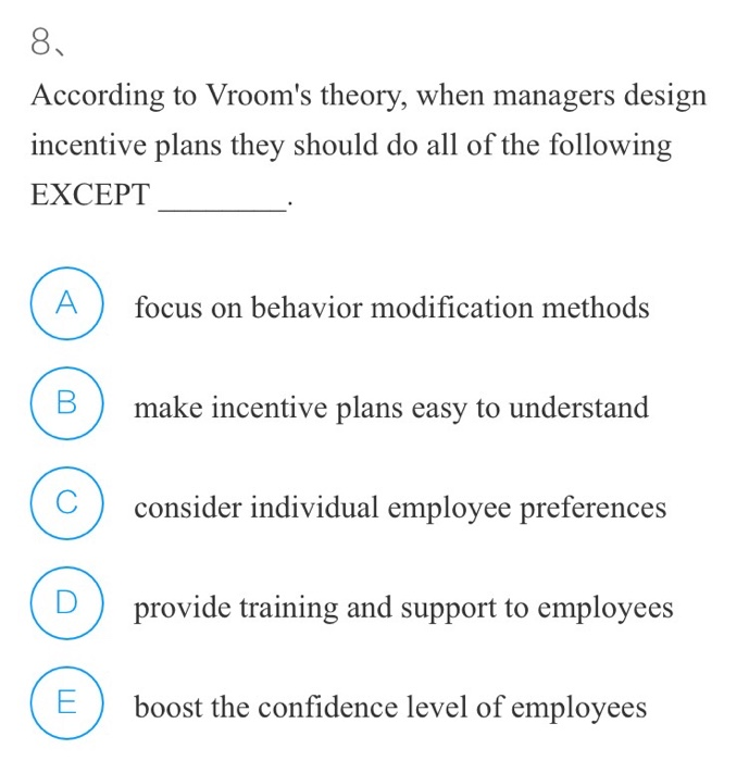 Solved 8. According to Vroom's theory, when managers design | Chegg.com