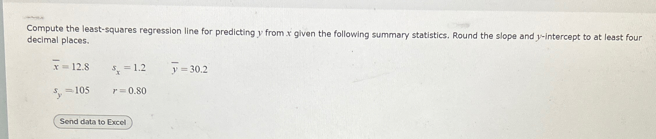 Solved Compute the least-squares regression line for | Chegg.com