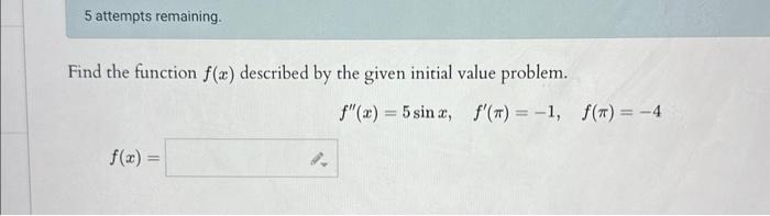 Solved 5 attempts remaining. Find the function f(x) | Chegg.com