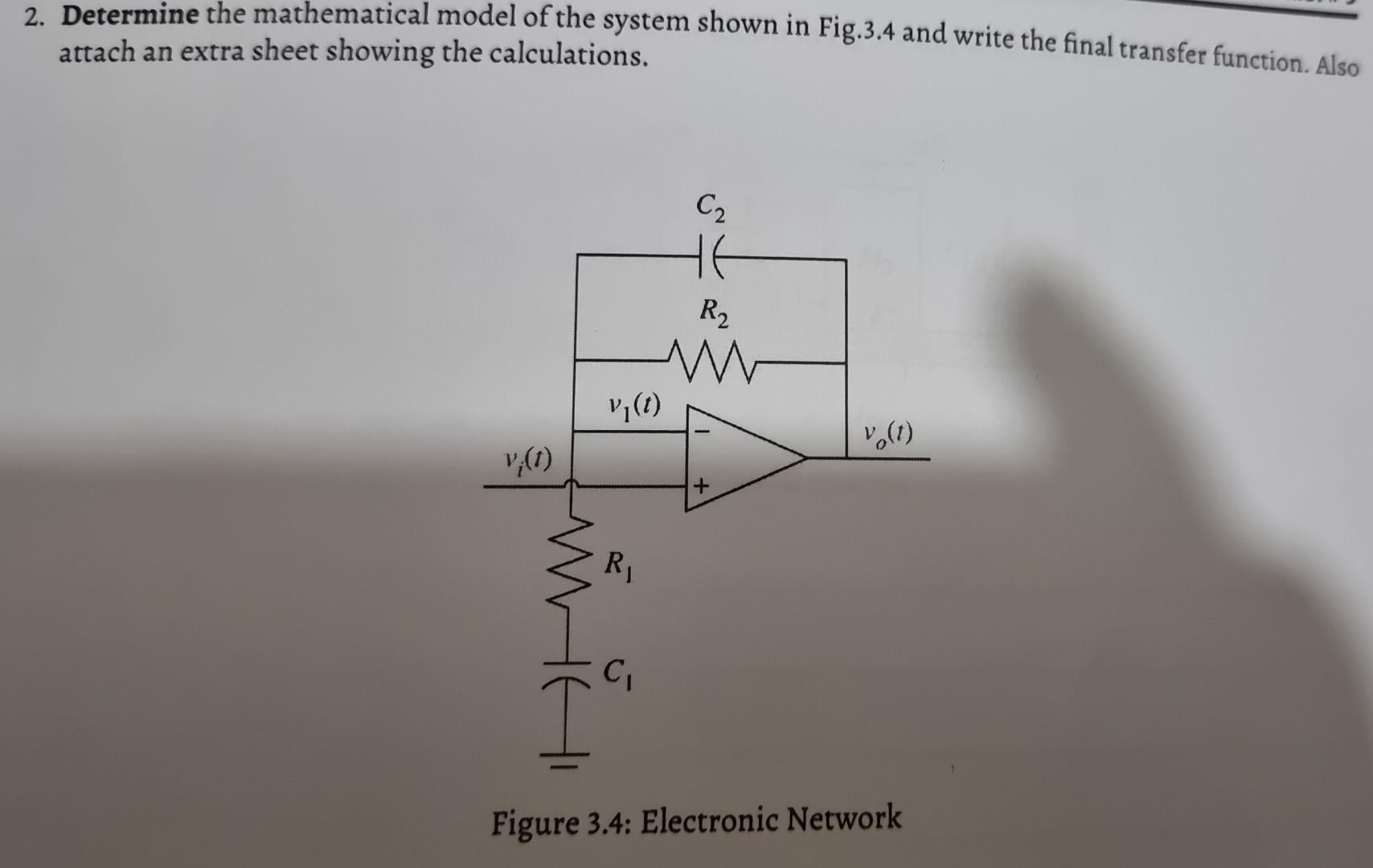 Solved 2. Determine the mathematical model of the system | Chegg.com