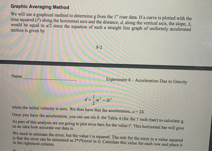 Acceleration Due to Gravity Using the Linear Air | Chegg.com