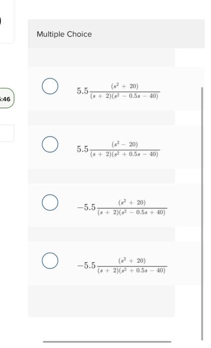 Solved vS(t)=5.5e−2tu(t)∨Multiple Choice | Chegg.com