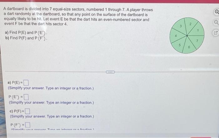 Solved A dartboard is divided into 7 equal-size sectors, | Chegg.com