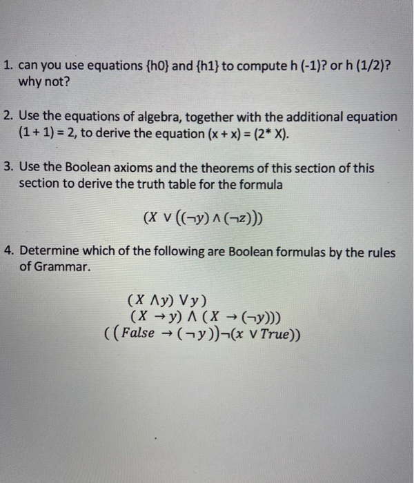 Solved 1. can you use equations {h0} and {h1} to compute h | Chegg.com
