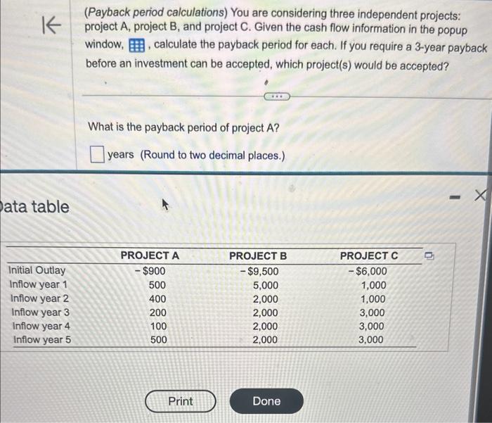 Solved (Payback period calculations) You are considering | Chegg.com