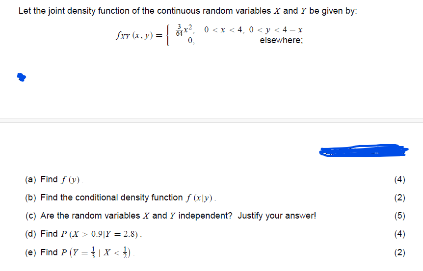 Solved Let the joint density function of the continuous | Chegg.com