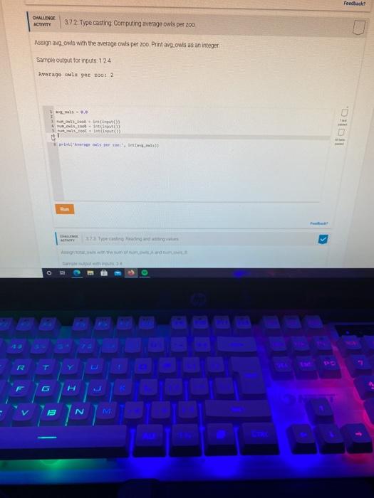 Solved Feedback? CHALLENGE ACTIVITY 372 Type casting | Chegg.com