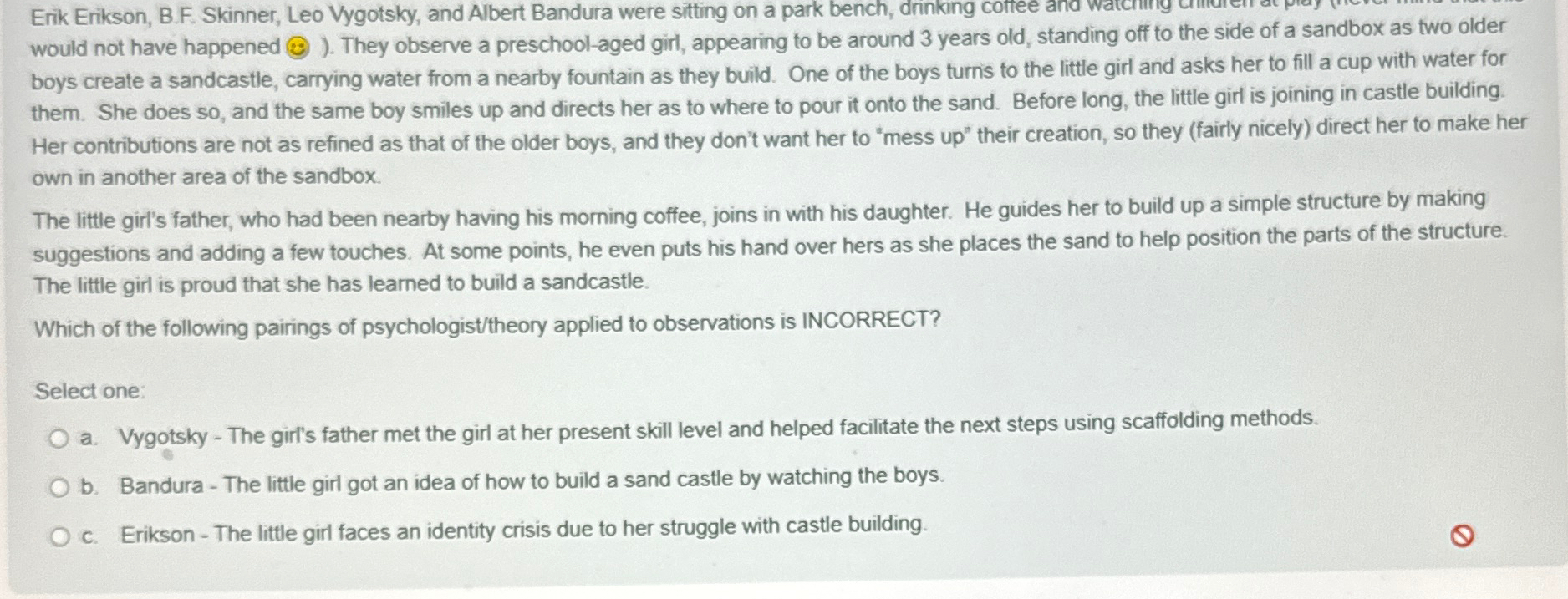 Solved Erik Erikson, B.F. ﻿Skinner, Leo Vygotsky, and Albert | Chegg.com