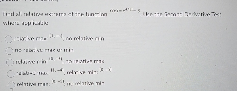 Solved Find all relative extrema of the function | Chegg.com
