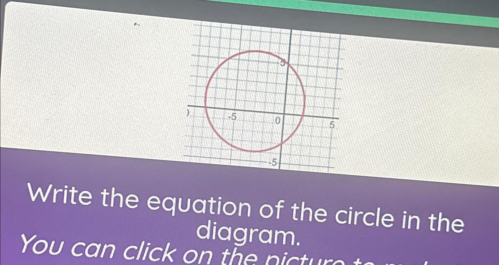 Solved Write the equation of the circle in the diagram. | Chegg.com
