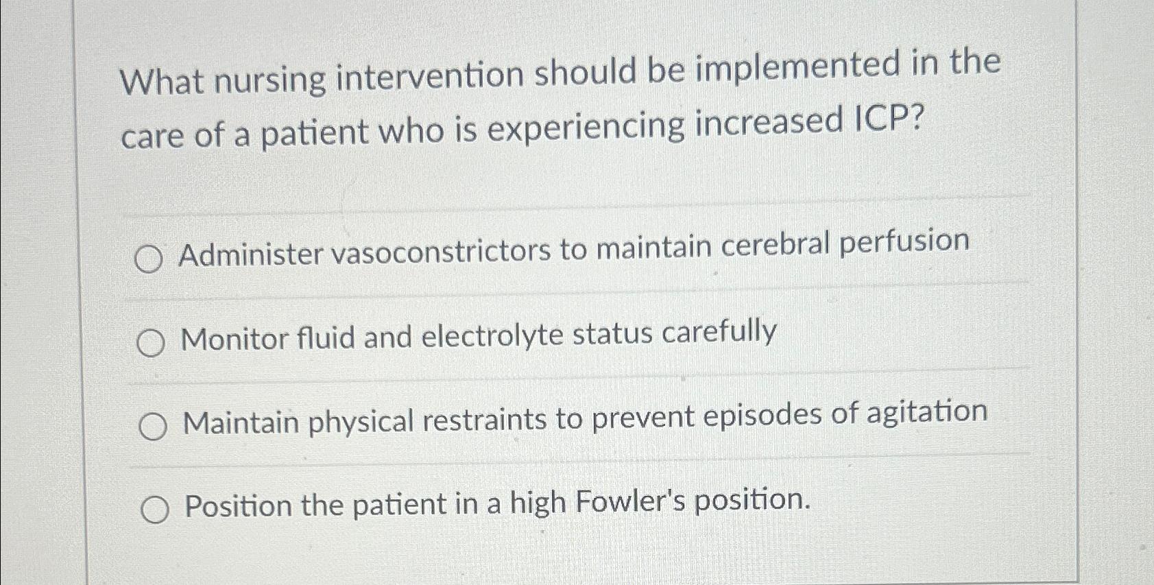 Solved What nursing intervention should be implemented in | Chegg.com