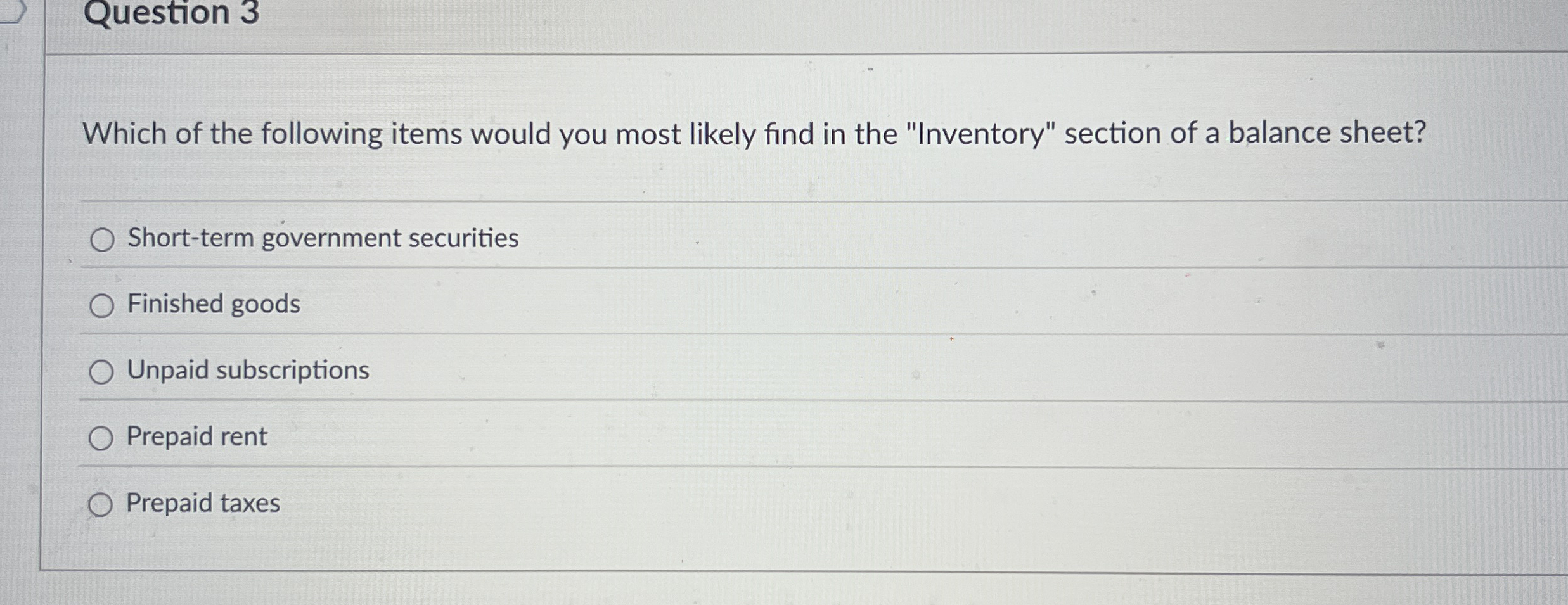 Solved Question 3Which of the following items would you most | Chegg.com