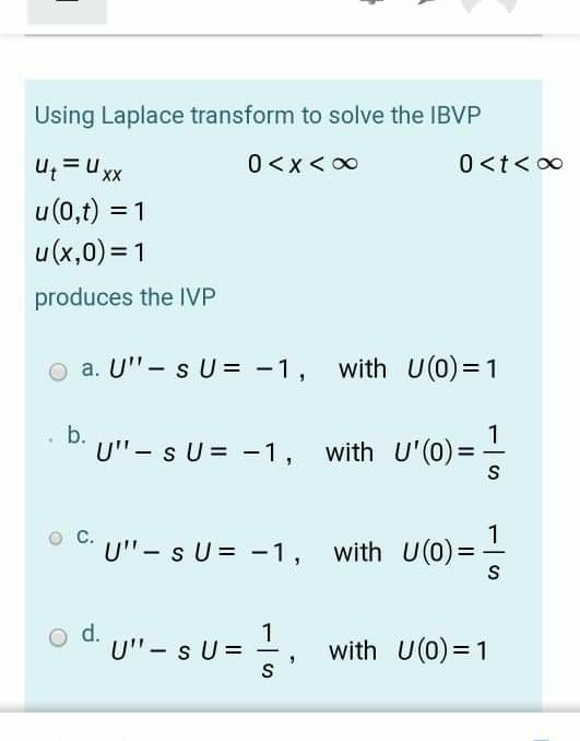 Solved Using Laplace transform to solve the IBVP 0 | Chegg.com