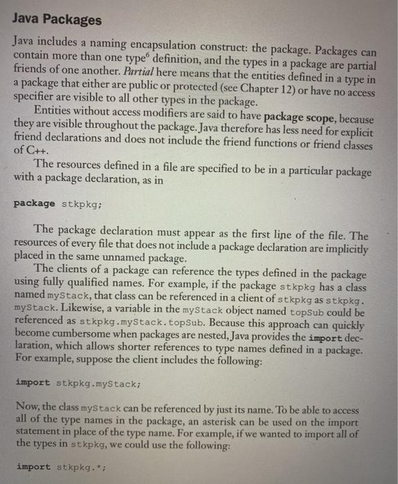 Solved Java Packages Java includes a naming encapsulation | Chegg.com