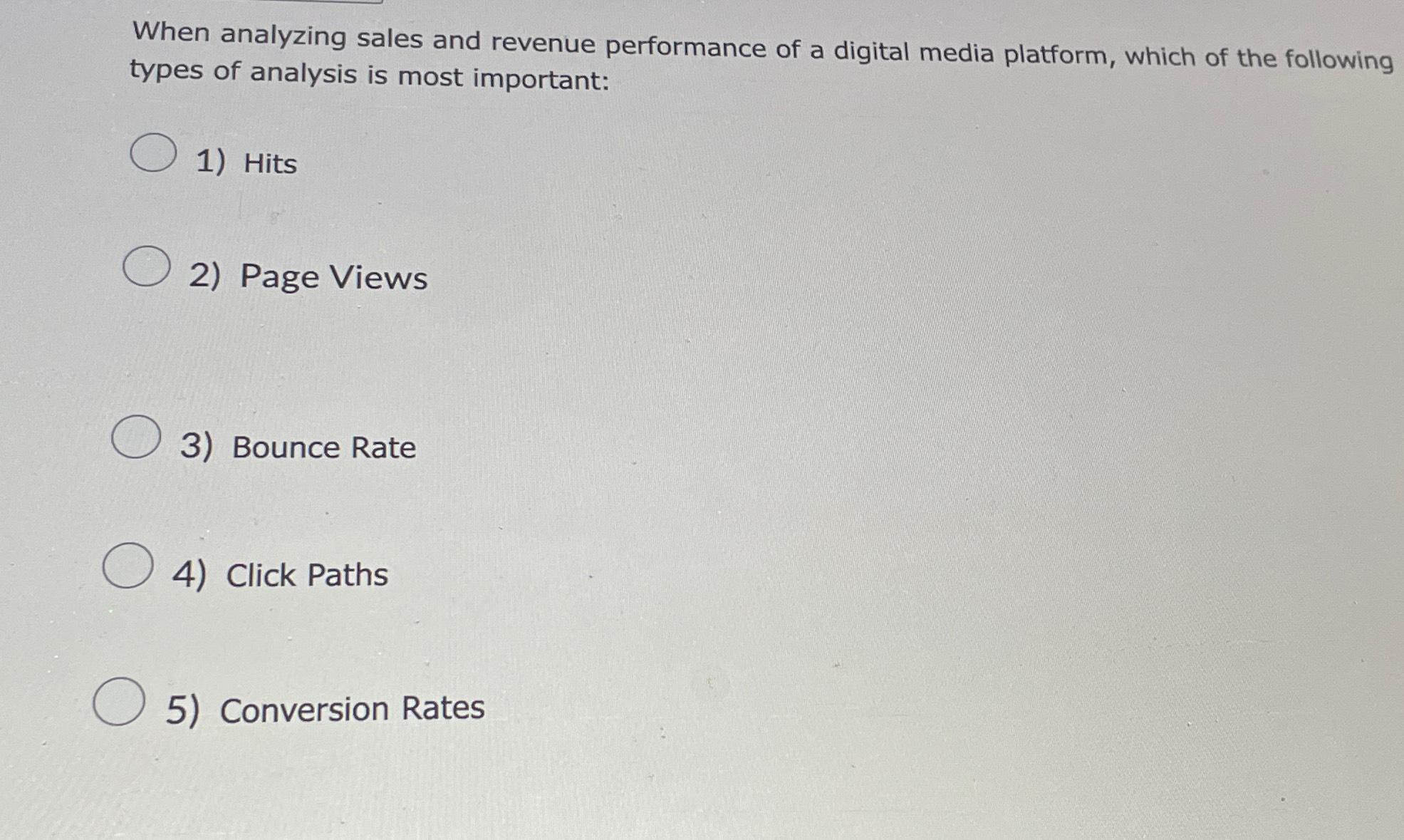 Solved When analyzing sales and revenue performance of a | Chegg.com