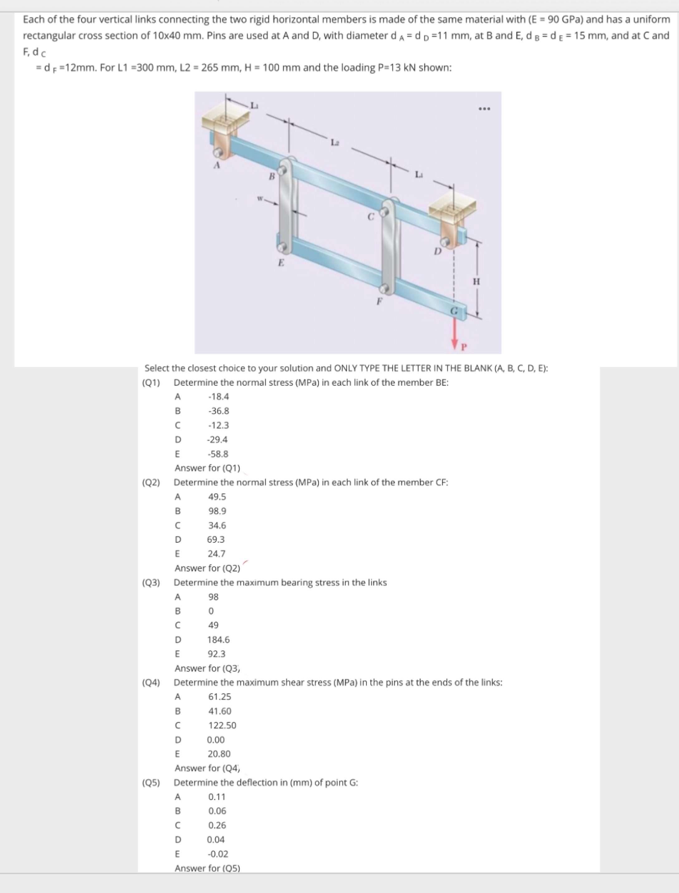 Solved Each of the four vertical links connecting the two | Chegg.com