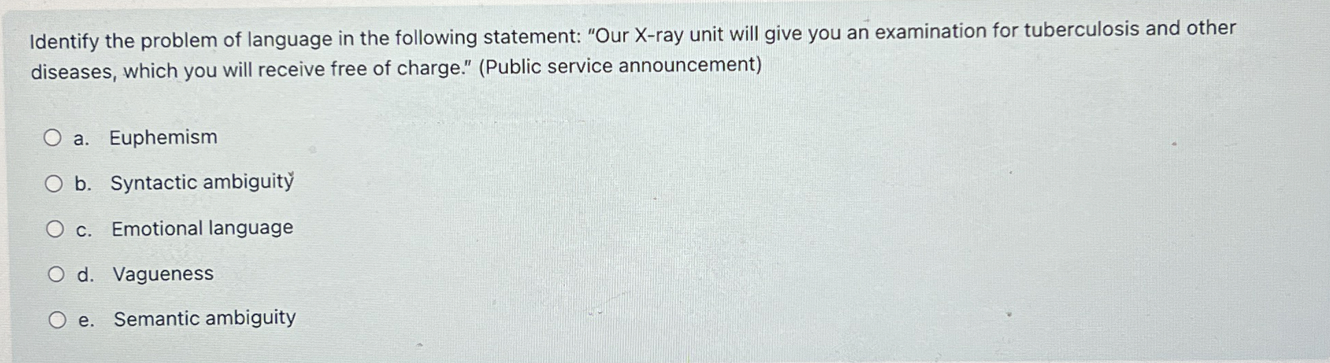 Solved Identify the problem of language in the following | Chegg.com