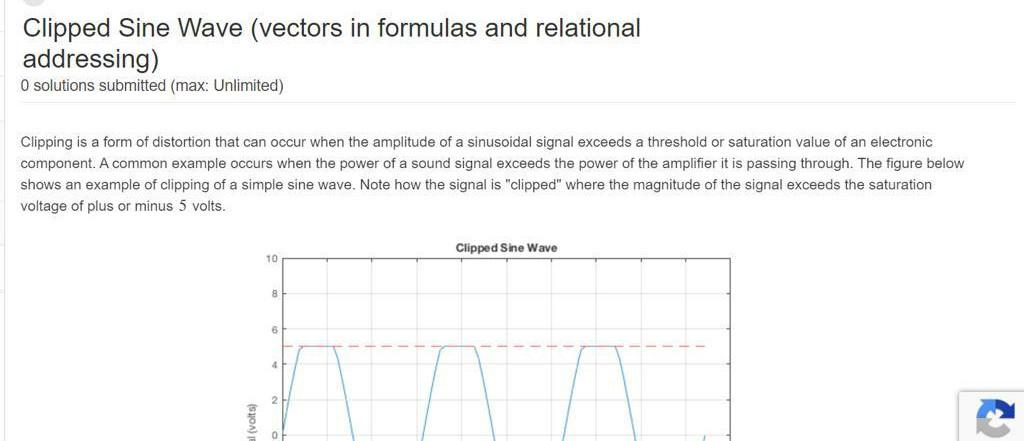 Solved Clipped Sine Wave (vectors in formulas and relational | Chegg.com