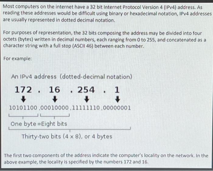 Solved Most computers on the internet have a 32 bit Internet | Chegg.com
