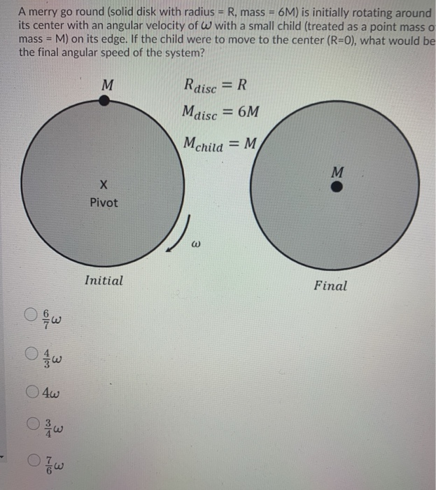 Solved A merry go round (solid disk with radius = R, mass = | Chegg.com