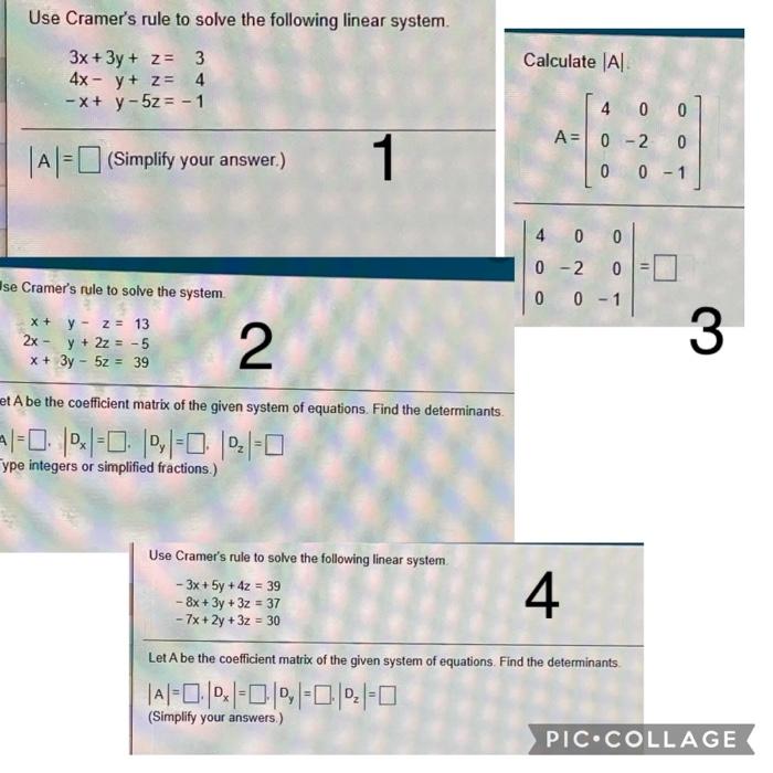 Solved Use Cramer's rule to solve the following linear | Chegg.com