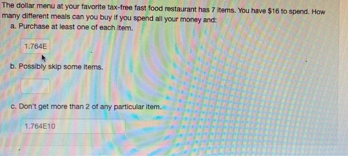 Solved The dollar menu at your favorite tax-free fast food | Chegg.com