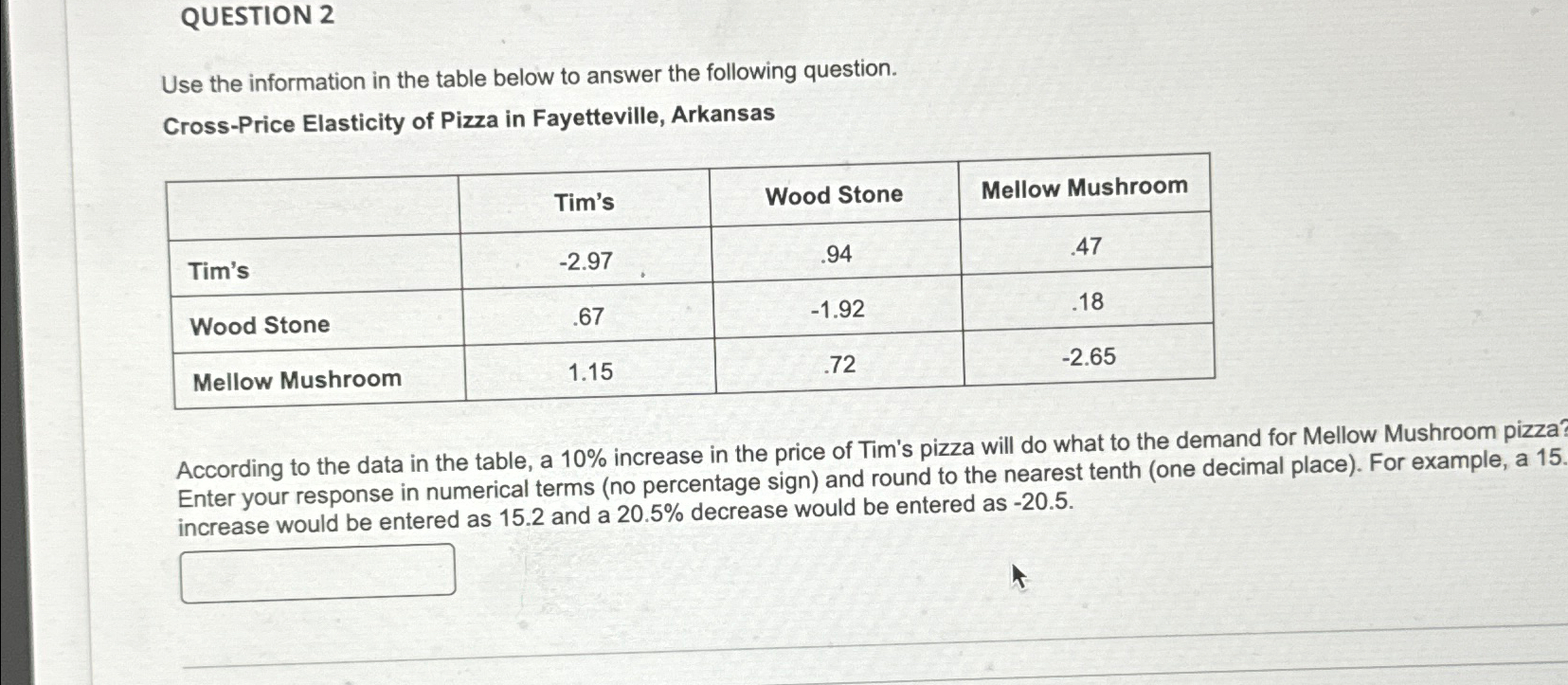 Solved QUESTION 2Use the information in the table below to | Chegg.com