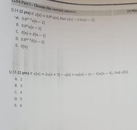 Solved the correct answer x[n]=0.8nu[n], find | Chegg.com