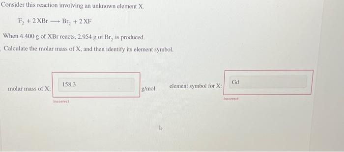 Solved Consider this reaction involving an unknown element | Chegg.com