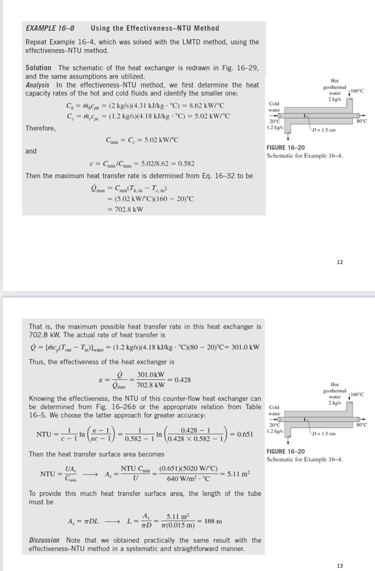 Solved EXAMPLE 16-8 ﻿Using the Effectiveness-NTU | Chegg.com