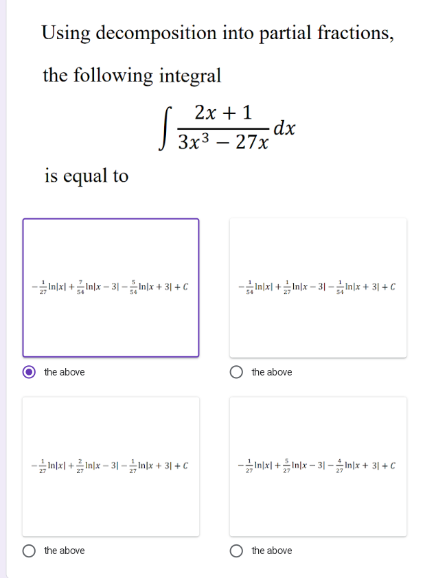Solved Using decomposition into partial fractions, the | Chegg.com
