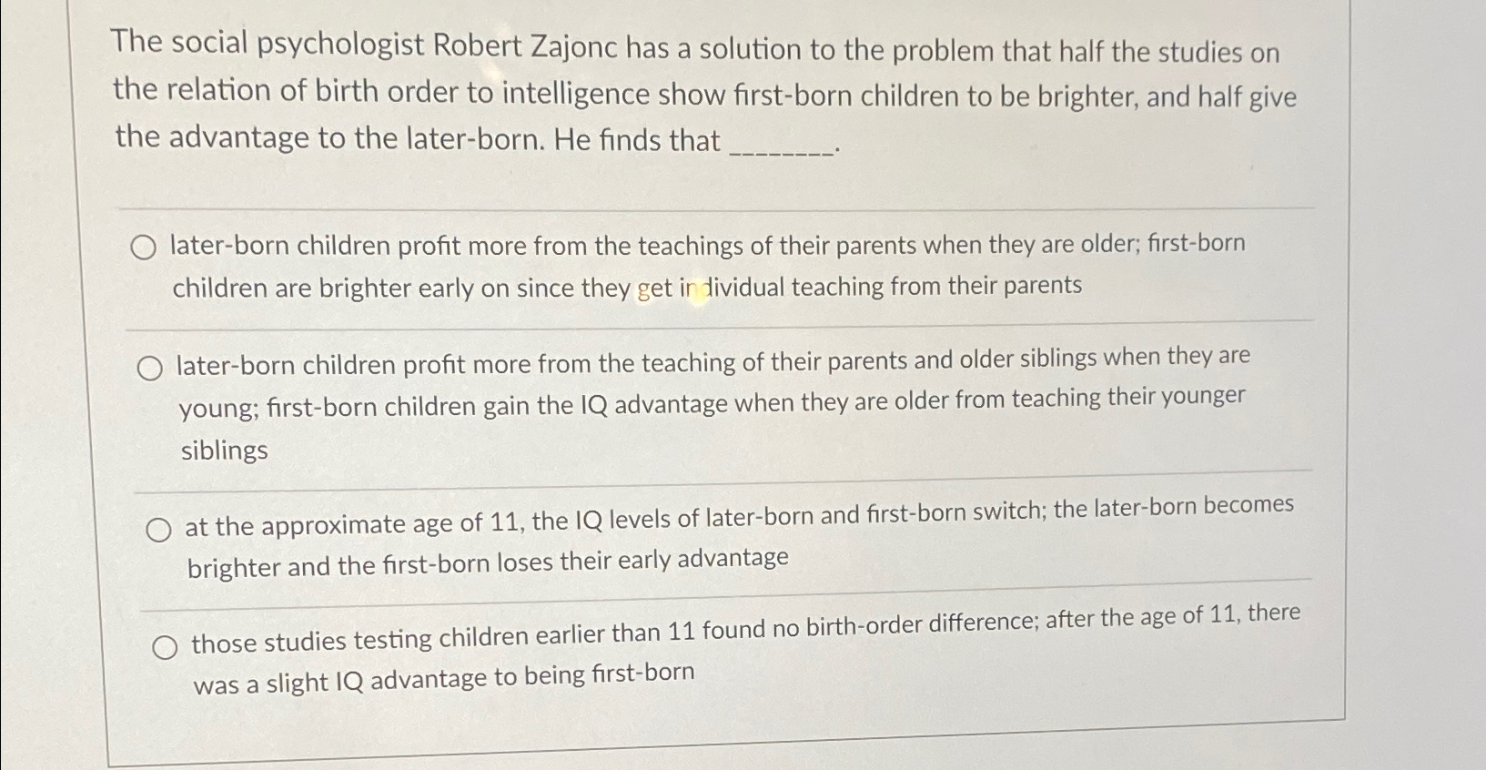 Solved The social psychologist Robert Zajonc has a solution | Chegg.com