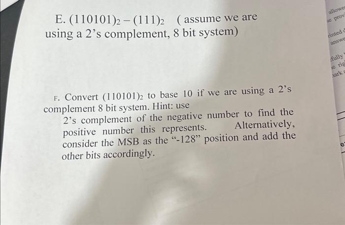 Solved Q3 Perform The Following Subtractions By Using The 8263