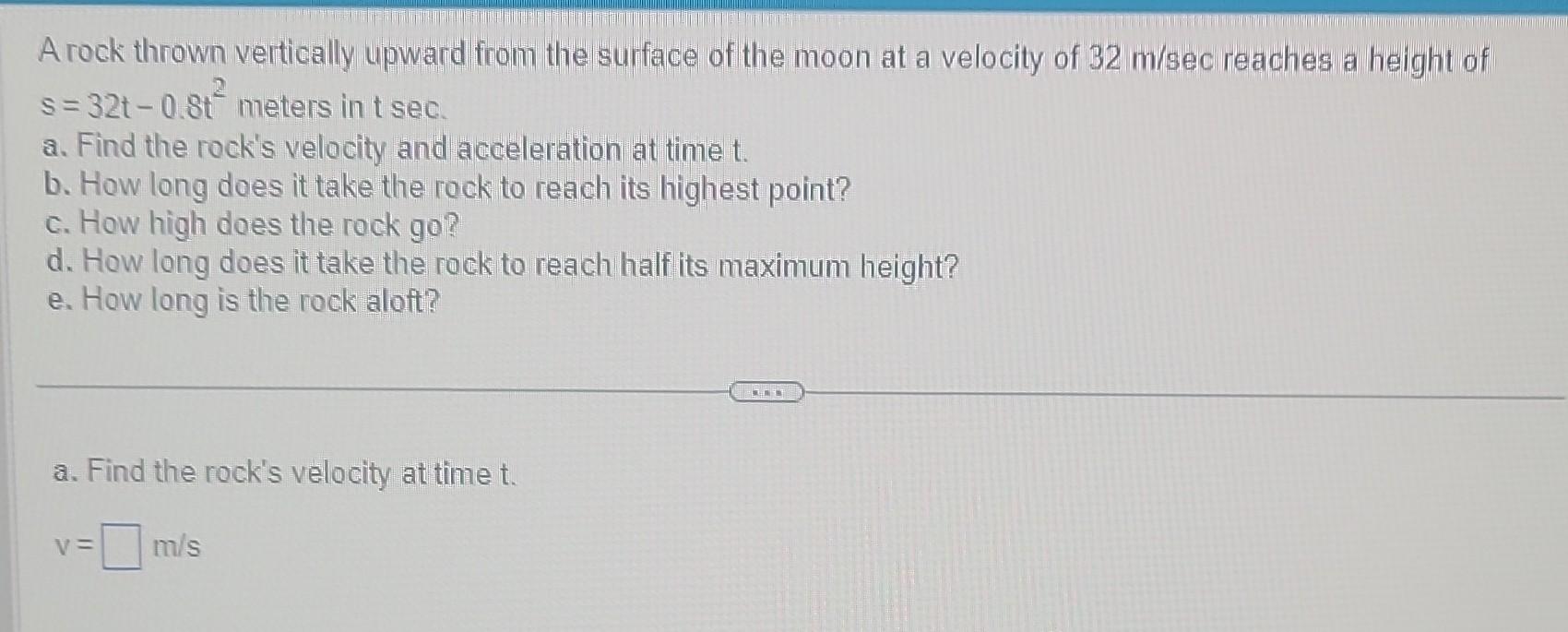 Solved A rock thrown vertically upward from the surface of | Chegg.com