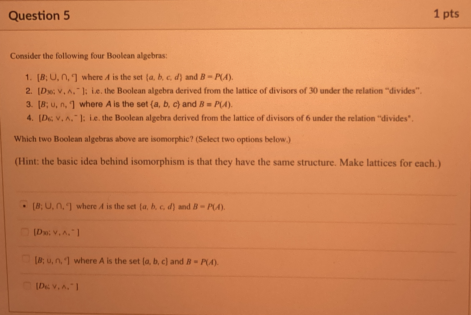 Solved Question 51 ﻿ptsConsider the following four Boolean | Chegg.com