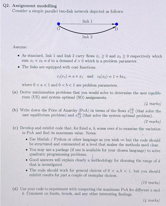 Solved Q2. Assignment modelling Consider a simple parallel | Chegg.com