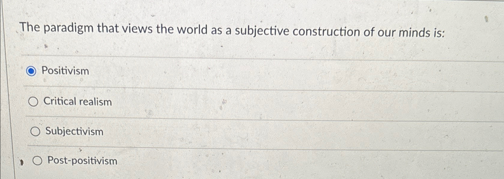 Solved The paradigm that views the world as a subjective | Chegg.com