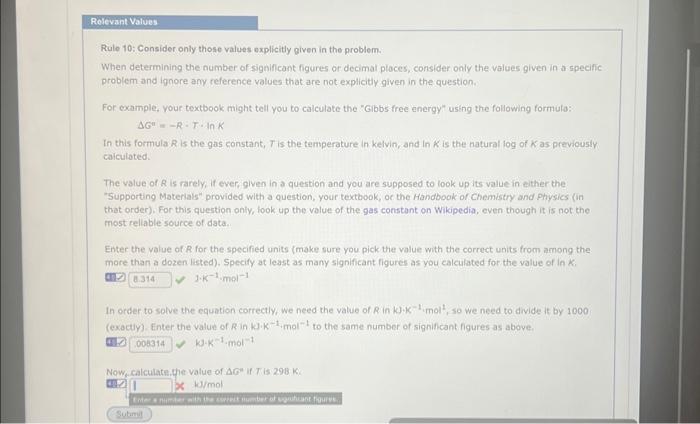 Rule 10: Consider only those values explicitly given | Chegg.com