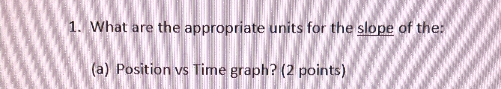 Solved What are the appropriate units for the slope of | Chegg.com