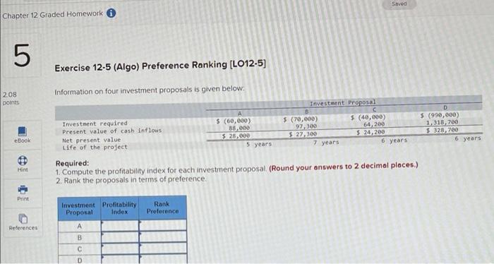Solved Exercise 12-1 (Algo) Payback Method [LO12-1] The | Chegg.com