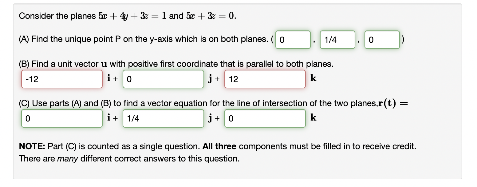 Solved Consider the planes 5x+4y+3z=1 ﻿and 5x+3z=0.(A) ﻿Find | Chegg.com