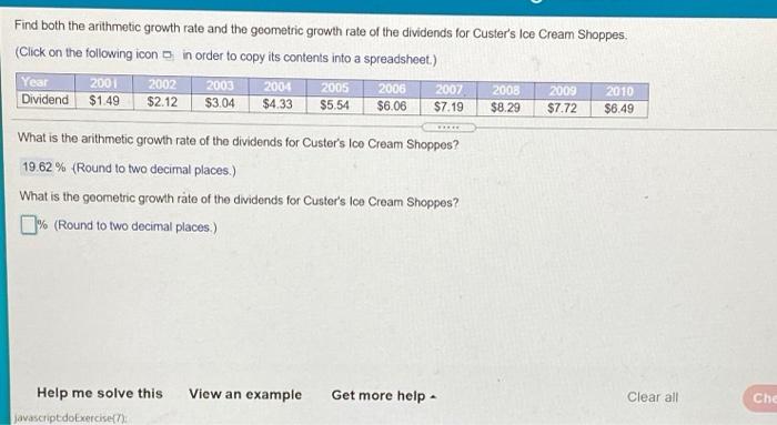 Solved Find both the arithmetic growth rate and the | Chegg.com